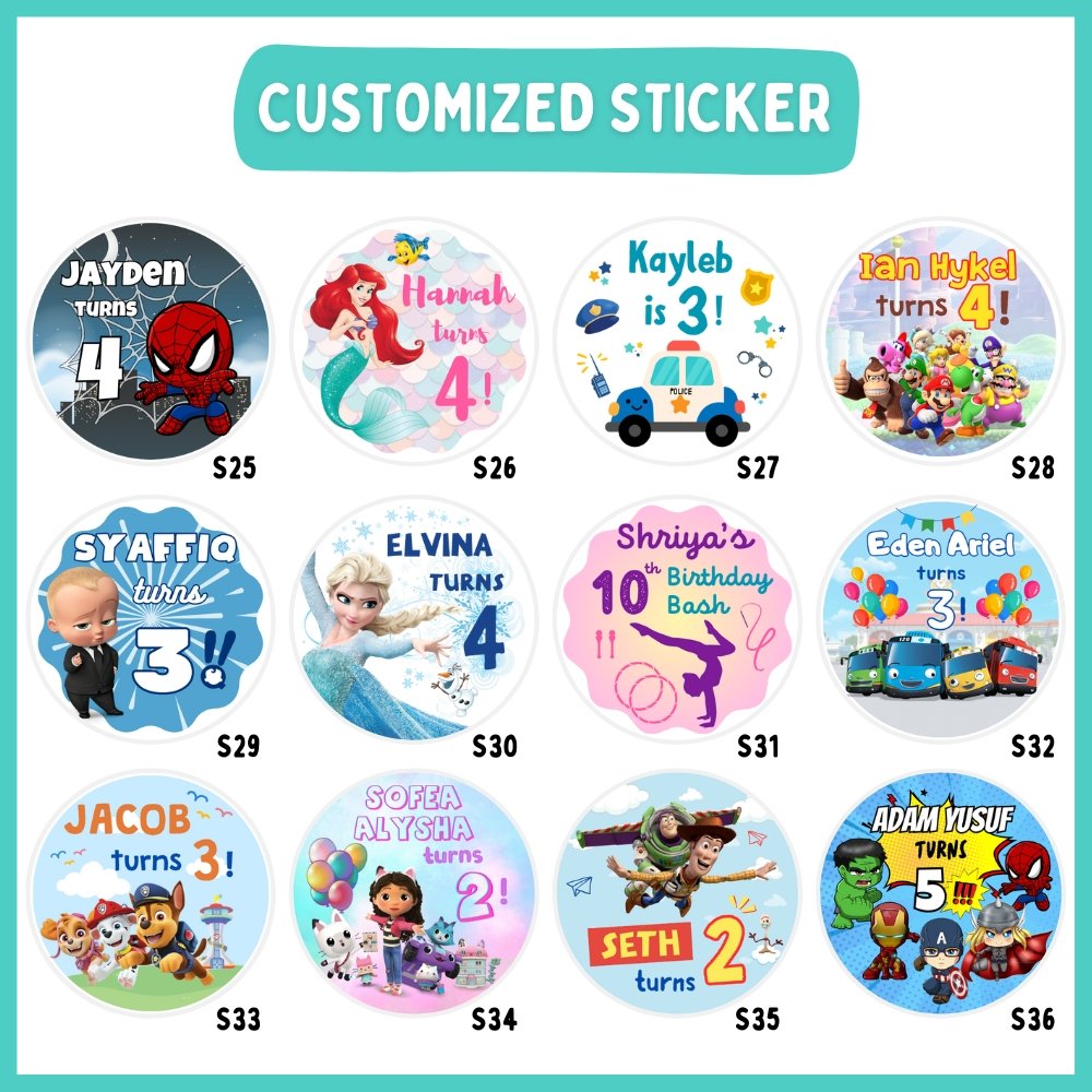 Customised Sticker – Bash Party Store
