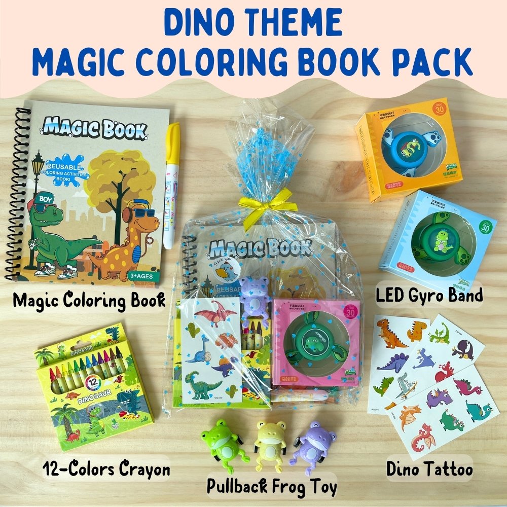 Dinosaur Theme Magic Water Colouring Book Goodie Bag – Bash Party Store